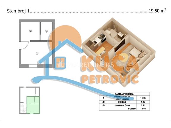 Garsonjera 20 m² Branko Bjegović