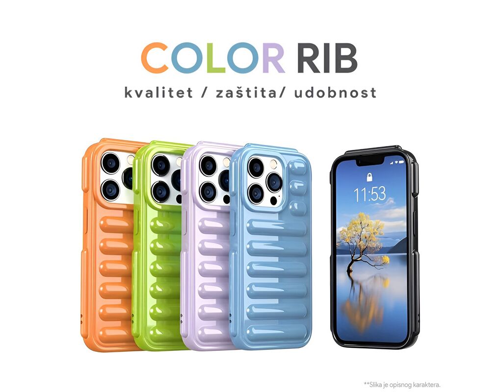 Futrola Color Rib - iPhone 15 Pro 6.1 crna
