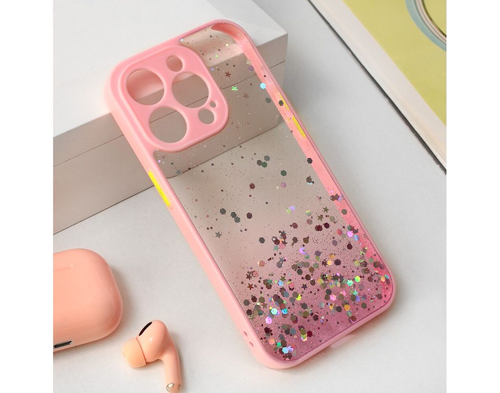 Futrola Frame Glitter - iPhone 15 Pro 6.1 roze