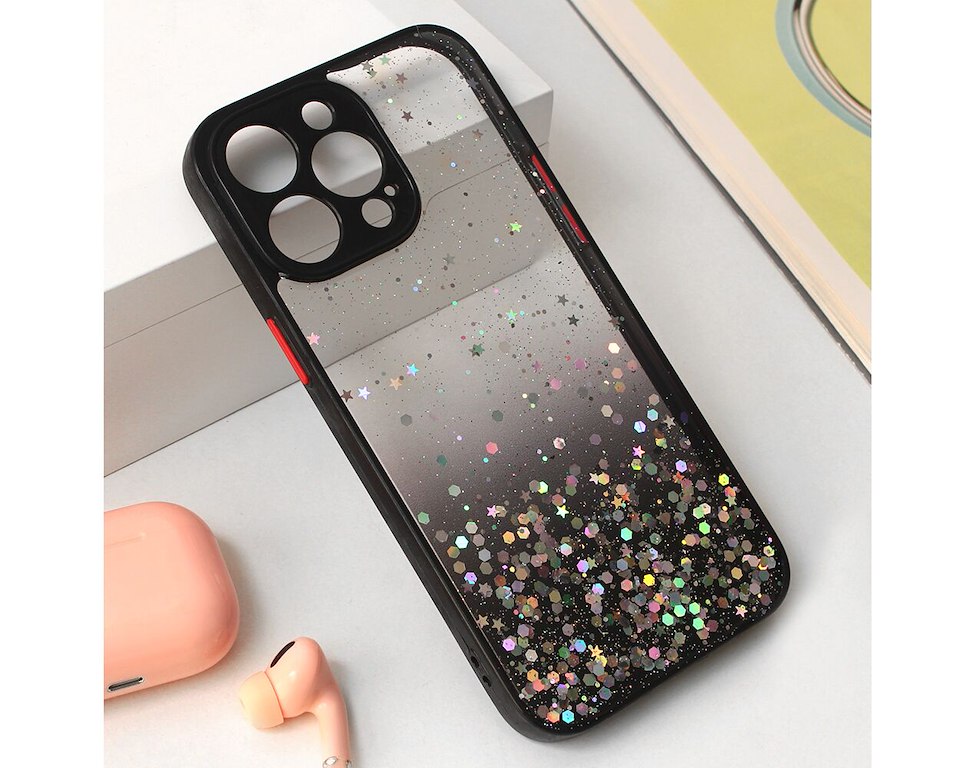 Futrola Frame Glitter - iPhone 15 Pro Max 6.7 crna