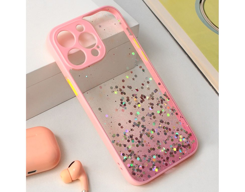 Futrola Frame Glitter - iPhone 15 Pro Max 6.7 roze