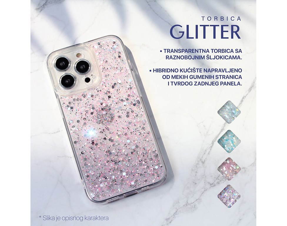 Futrola Glitter - iPhone 15 Pro Max 6.7 plava