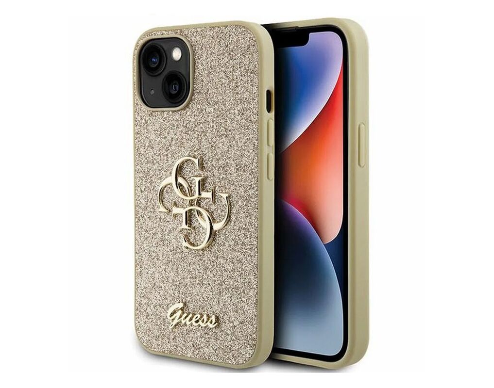 Futrola Guess Hc Fixed Glitter 4G Big Metal Logo - iPhone 15 zlatna (GUHCP15SHG4SGD)