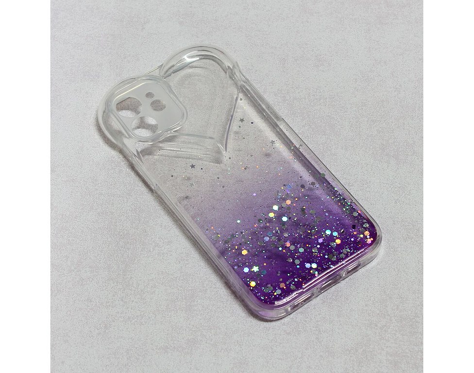 Futrola Heart Glitter - iPhone 12 6.1 ljubicasta
