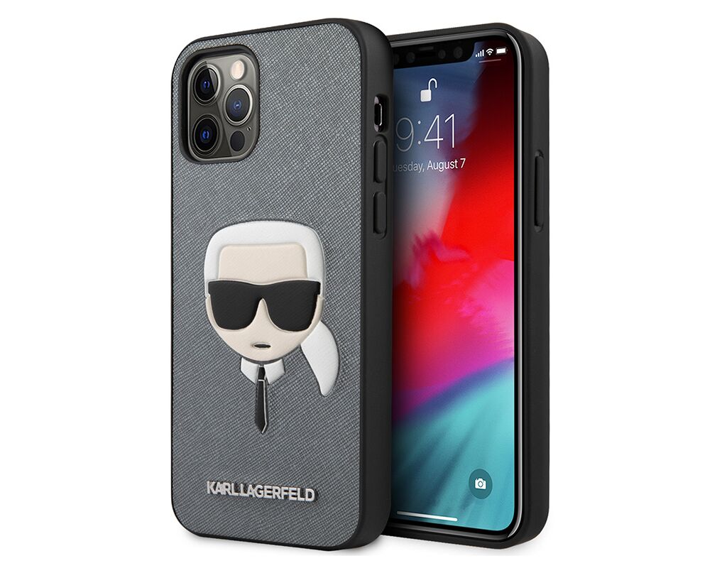 Futrola Karl Lagerfeld Hc PU Saffiano Head - iPhone 12/12 Pro 6.1 srebrna (KLHCP12MSAKHSL)