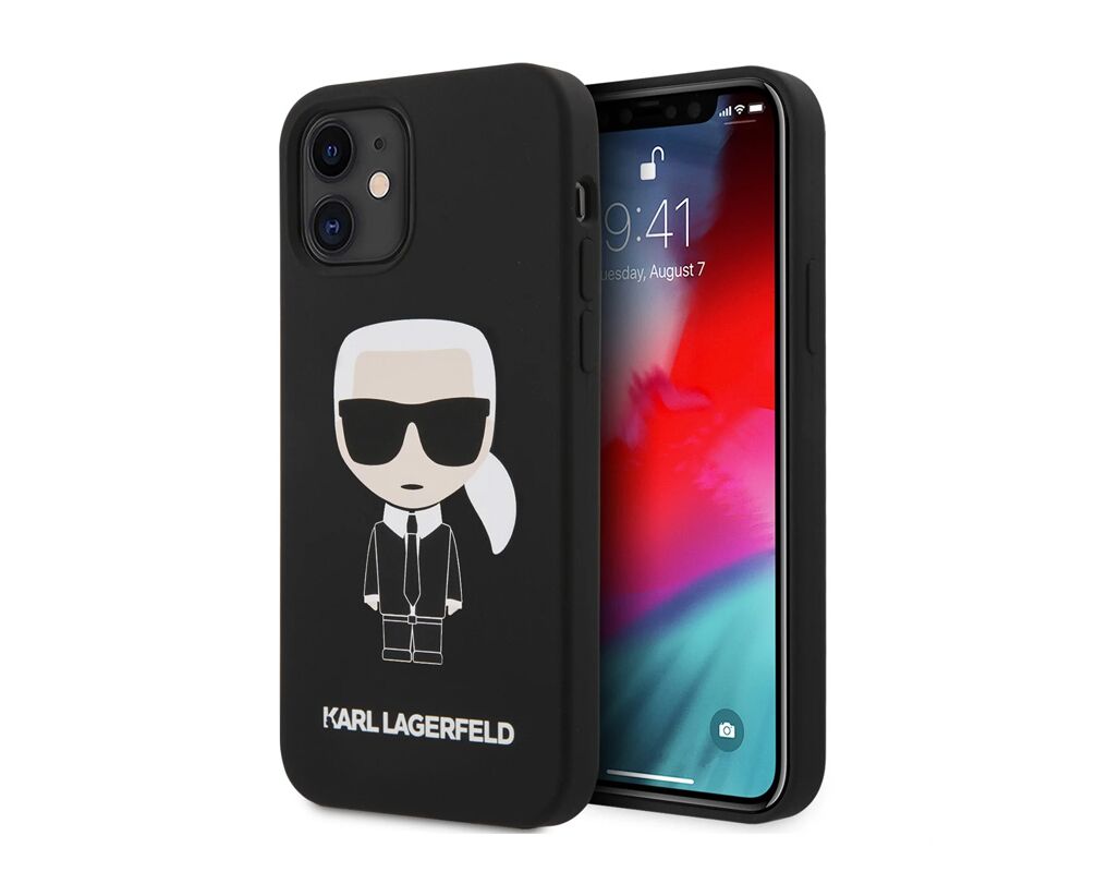 Futrola Karl Lagerfeld Hc Silicone Full Body Ikonic - iPhone 12 mini 5.4 crna (KLHCP12SSLFKBK)