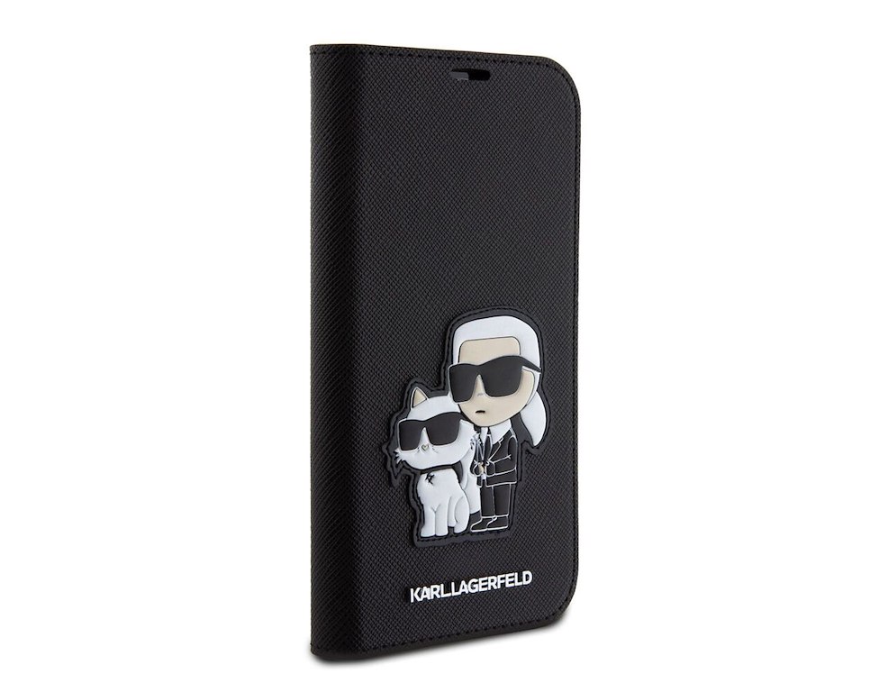 Futrola Karl Lagerfeld Saffiano BP Nft Karl&Choupette - iPhone 15 crna (KLBKP15SSANKCPK)