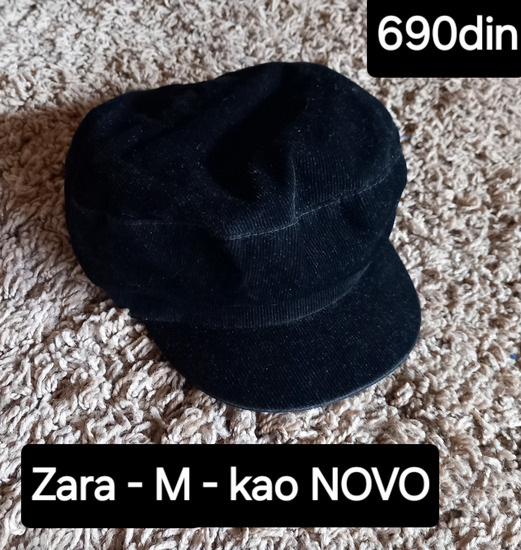 Zara ženska kapa crne boje M - kao NOVO