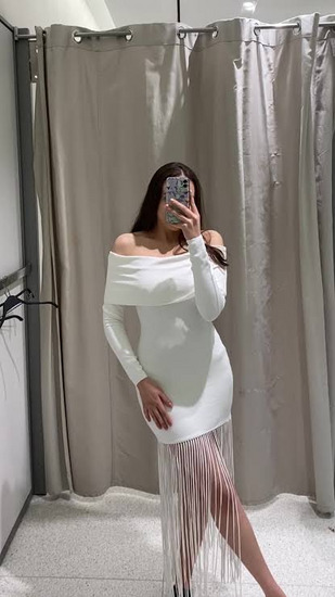 Zara off shoulder haljina od čvrstog pletiva