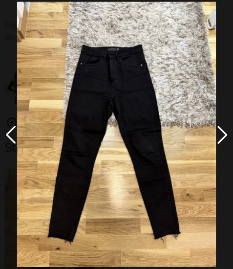 Stradivarius pantalone farmerke crne