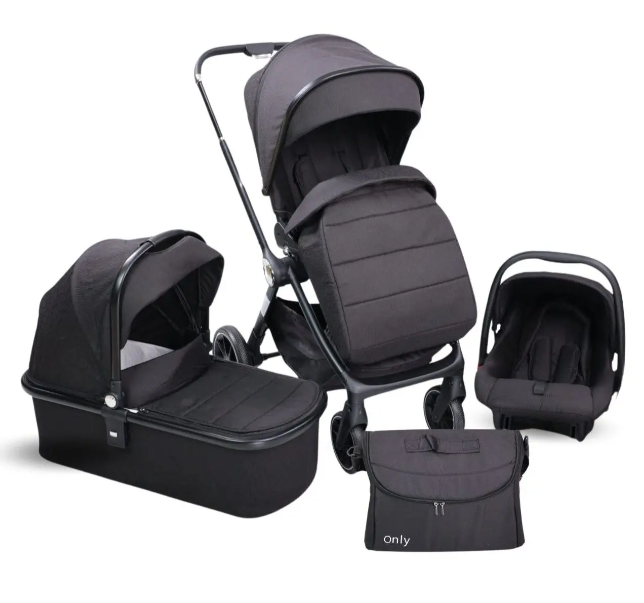 Kolica za bebe Only Alfa 3u1 Premium – Crna