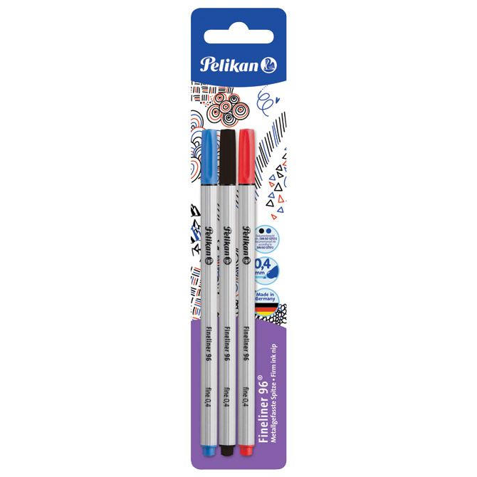 Flomaster Fineliner 0.4 blister 1/3 crni, crveni, plavi 96F PELIKAN