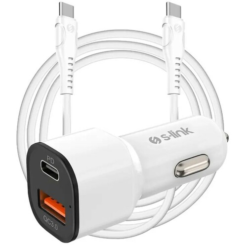 S-LINK SL-EC38PD USB-A USB-C PD + USB-C kabl 38W
