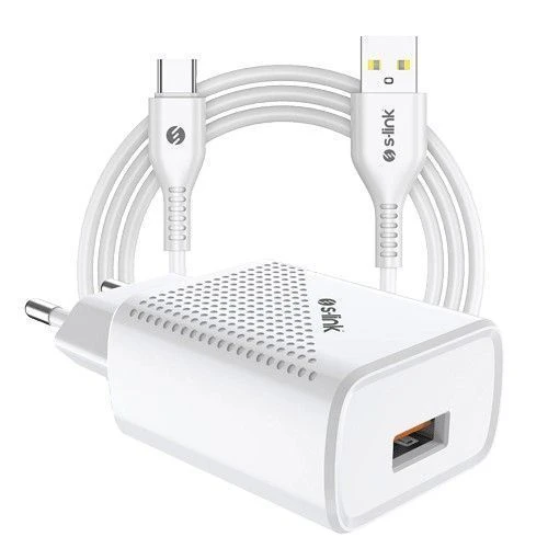 S-LINK SL-EC40T kucni punjac,USB-A na USB-C, beli