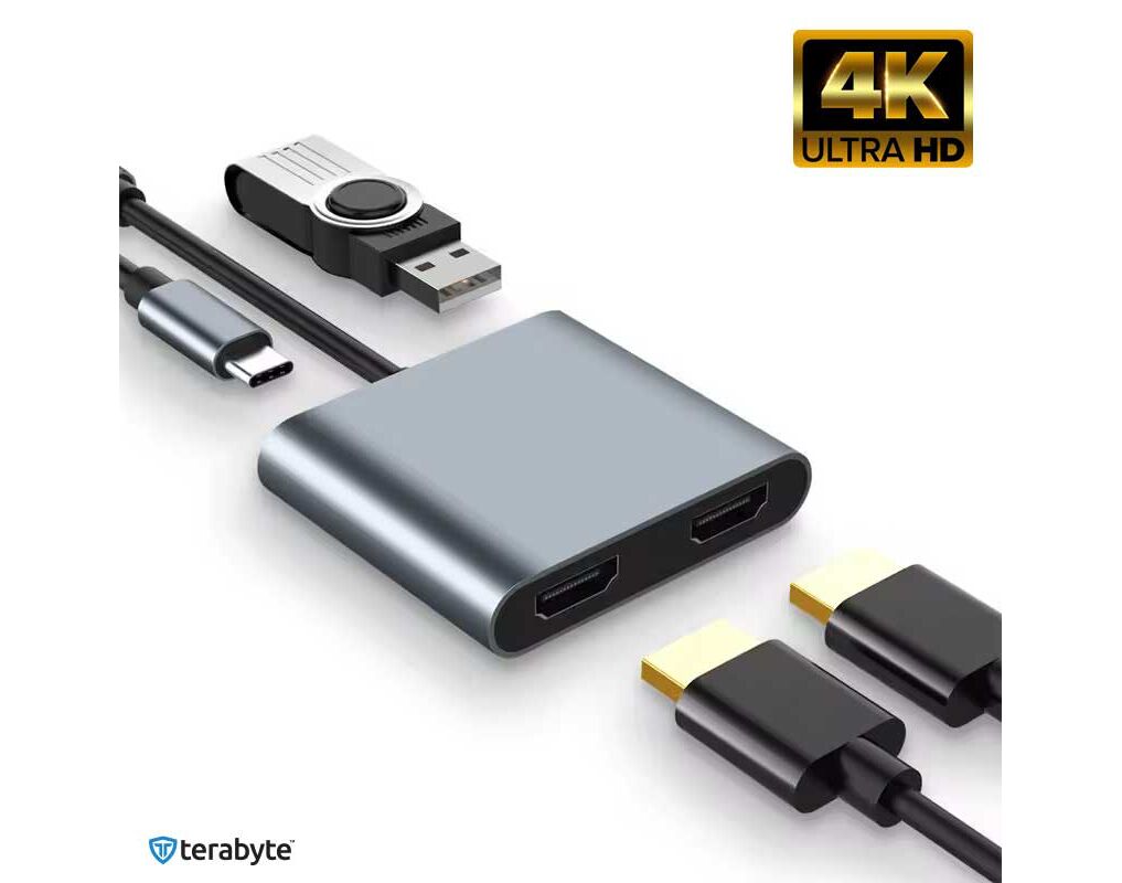 Adapter Terabyte Type C na HDMIx2 PD USB3.0 4 u 1