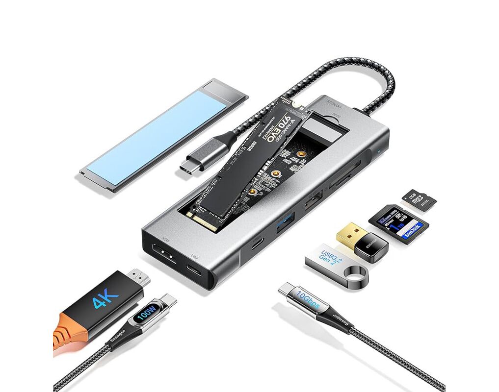 Adapter Type C na HDMI, Type C, PD, USB 3.0, USB 2.0, SD card, TF i M.2 NVMe 8 u 1 20cm kabl