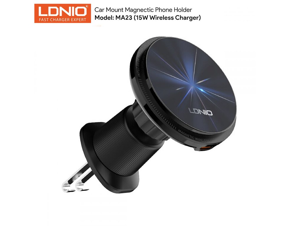 Auto Drzac - ventilaciju LDNIO MA23 15W Wireless magnetic crni