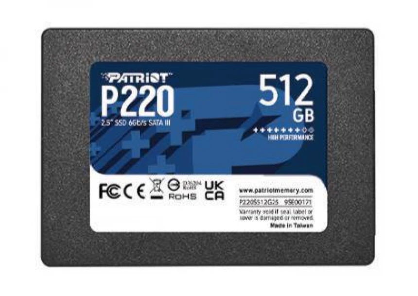SSD 2.5" SATA 3 512GB Patriot P220 550MBs/500MBs P220S512G25