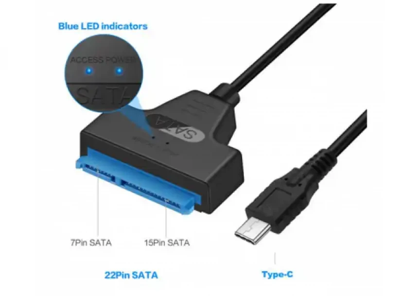 Napojni kabl USB C na Sata 22 pin NKC-K022