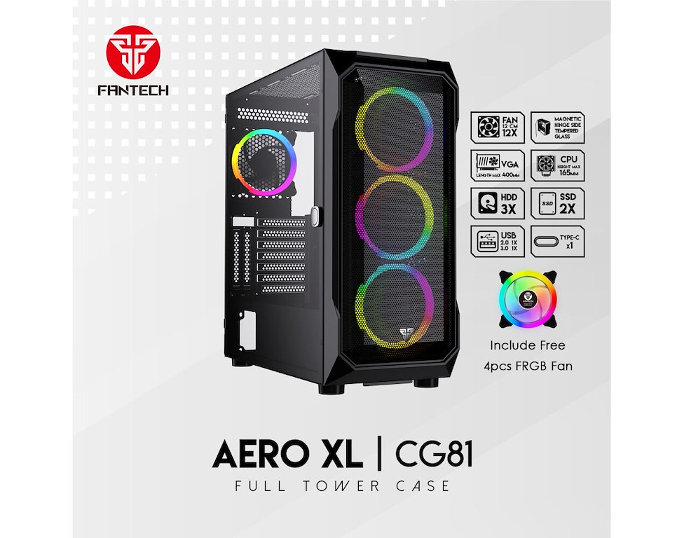 Kuciste Gaming Fantech CG81 Aero XL crno