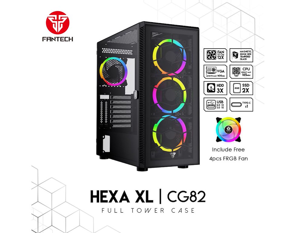 Kuciste Gaming Fantech CG82 Hexa XL crno