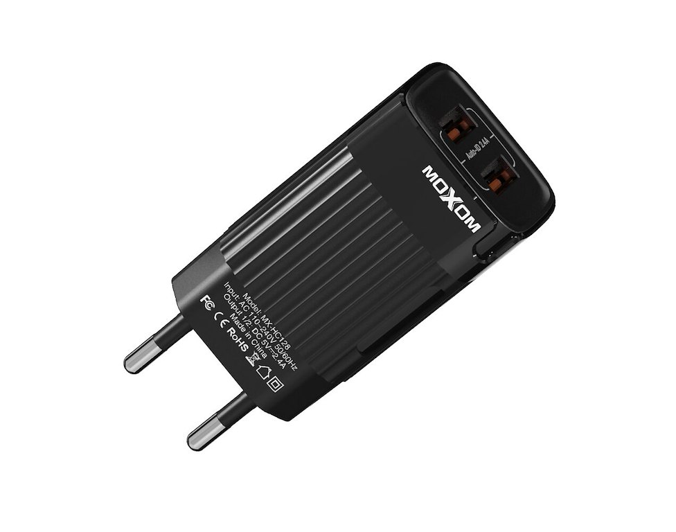 Kucni punjac Moxom MX-HC128 2.4A 2xUSB Type C crni (MS)