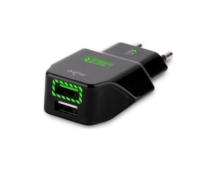 Kucni punjac Puro 24 dual USB 2.4A crni