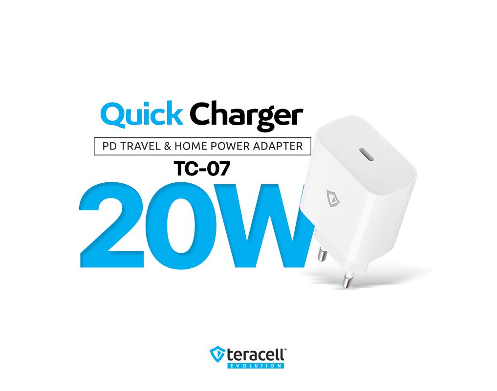 Kucni punjac Teracell Evolution TC-07 PD Fast charging 20W sa PD type C kablom beli CE