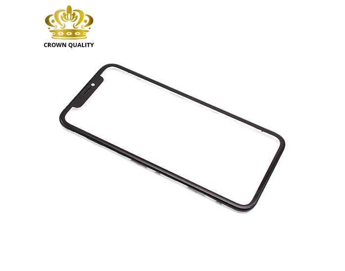 Staklo touchscreen-a - iPhone 11 + frame + OCA stiker (Crown Quality) black (crni) (MS)