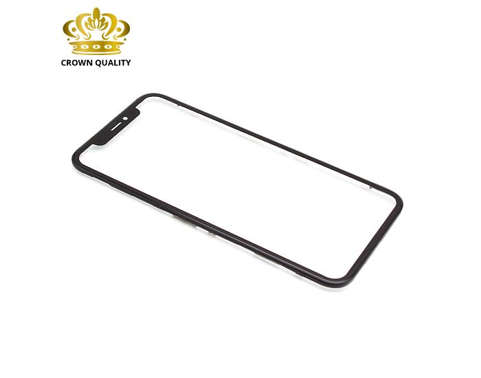 Staklo touchscreen-a - Iphone XR + frame + OCA stiker (Crown Quality) black (crni) (MS)