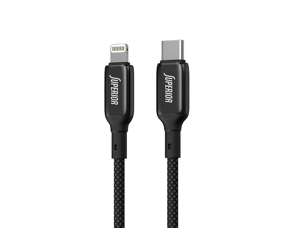 USB data kabl Superior SU-K105 Cink 27W 3A Type-C na Lightning 1m crni (MS)