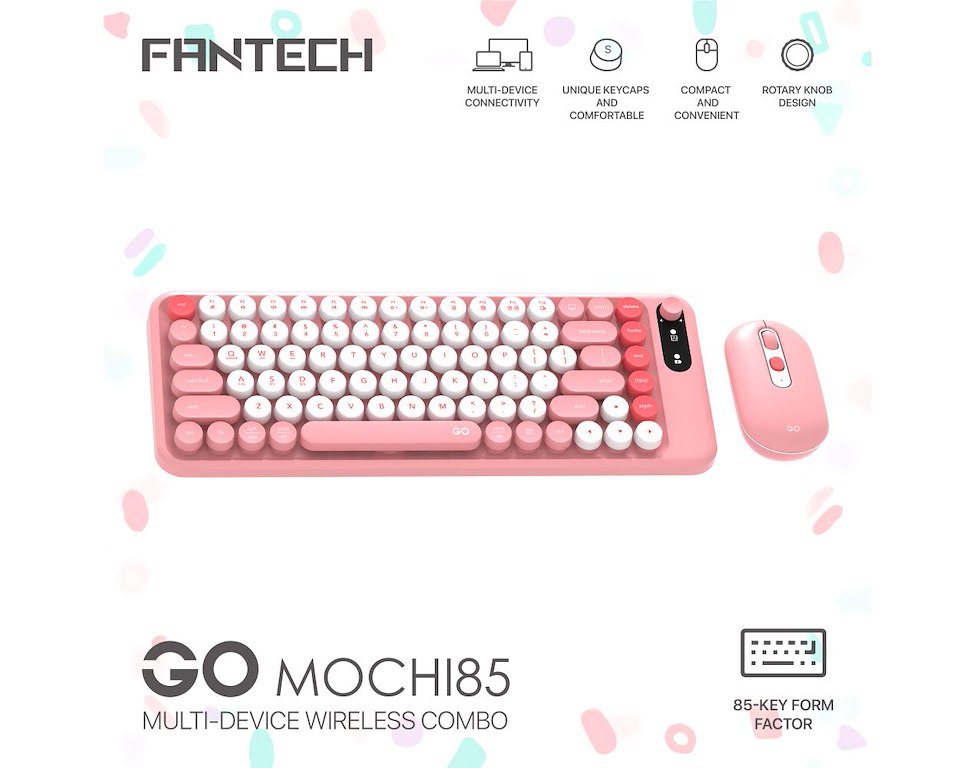 Combo mis tastatura wireless Fantech WK-898 GO mochi85 pink
