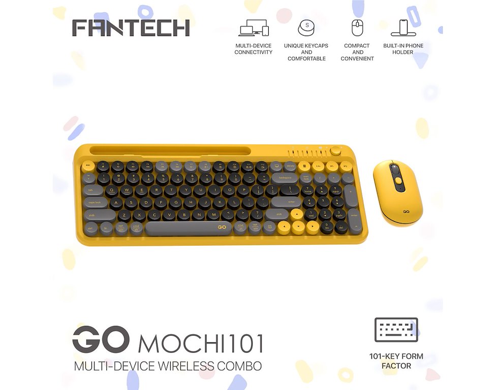 Combo mis tastatura wireless Fantech WK-899 GO mochi101 zuta