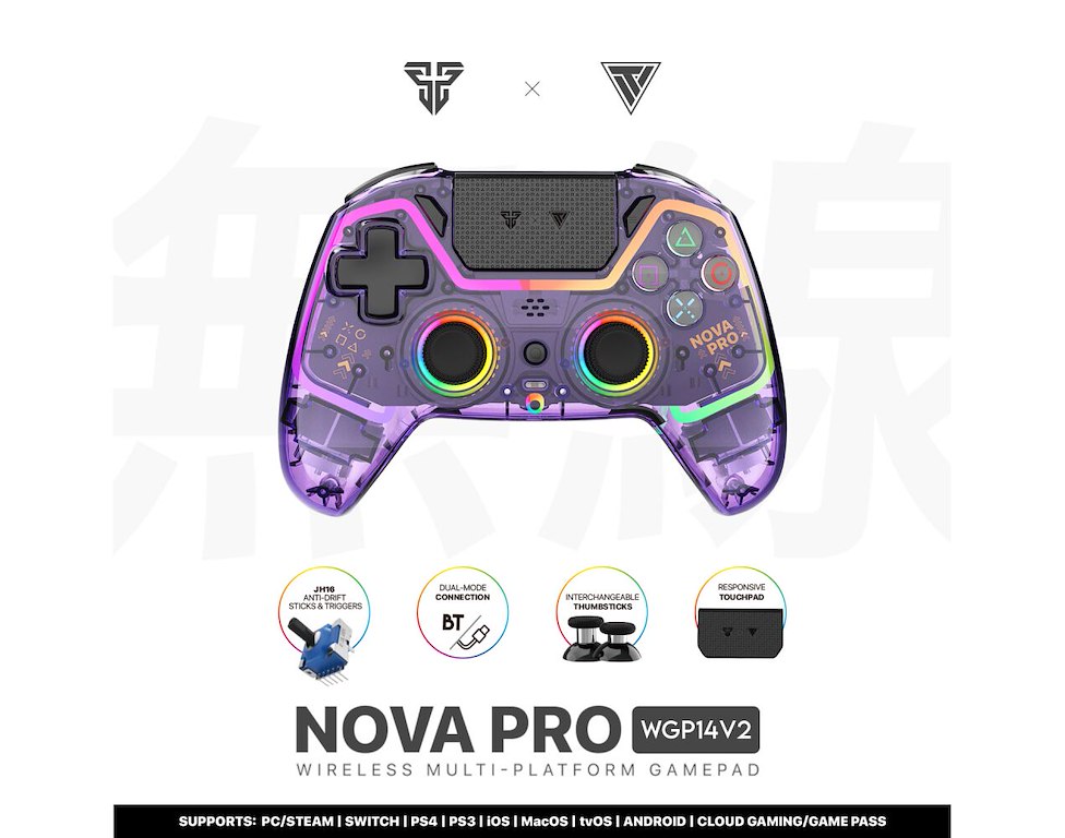 Joypad wireless Fantech WGP14V2 NOVA PRO multiplatform RGB providna ljubicasti
