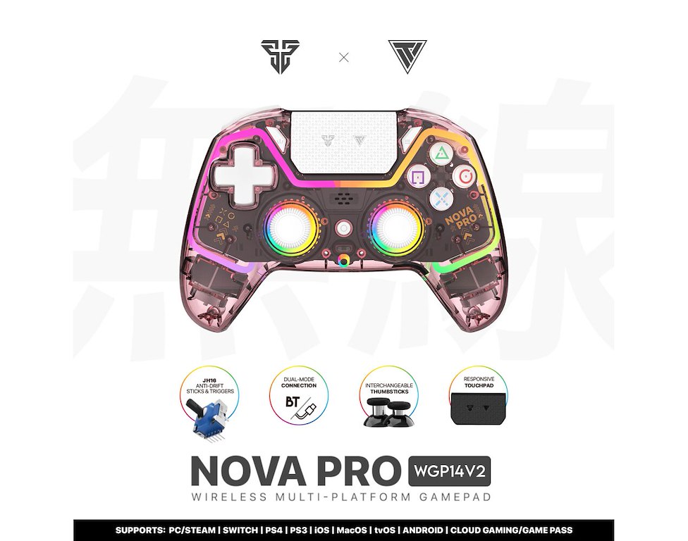 Joypad wireless Fantech WGP14V2 NOVA PRO multiplatform RGB providna sakura