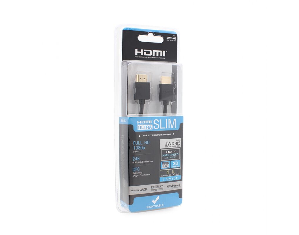 Kabl 1.4V HDMI slim bakarni 1.5m JWD-05