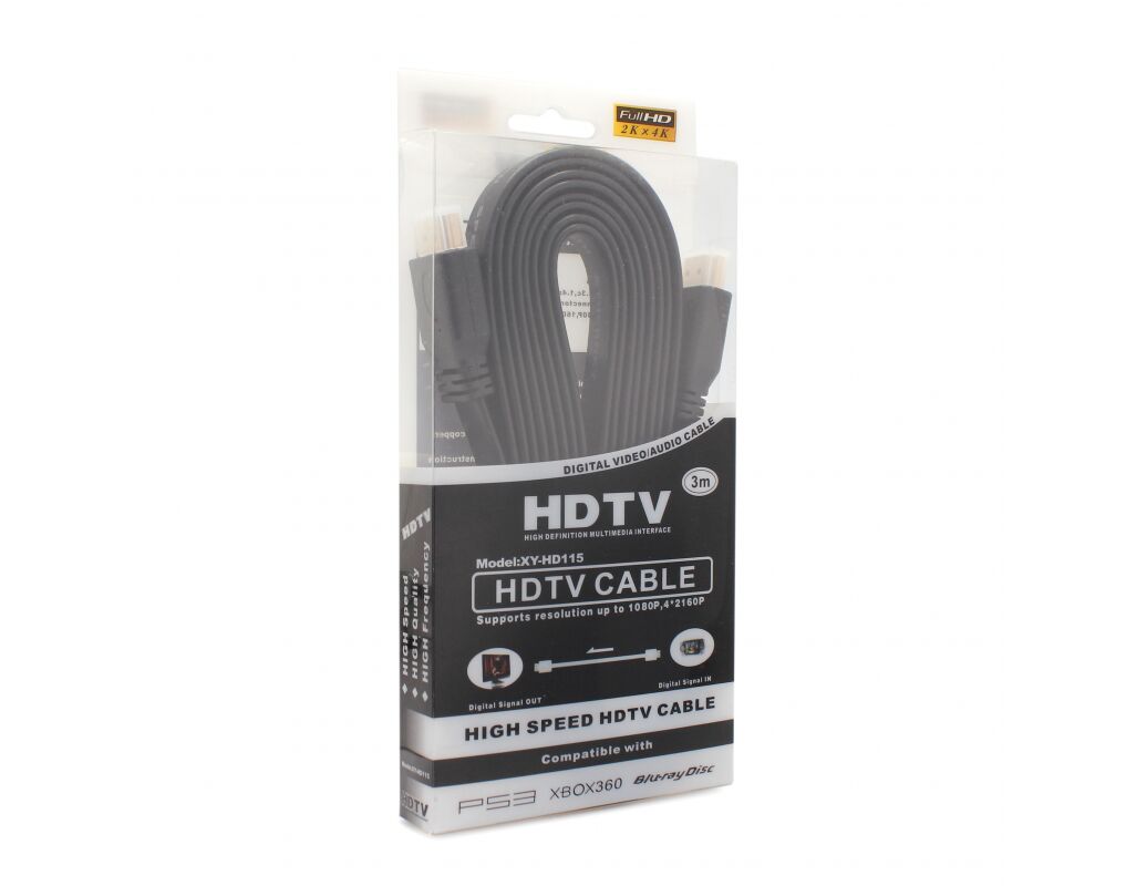 Kabl Flet HDMI na HDMI 3m crni