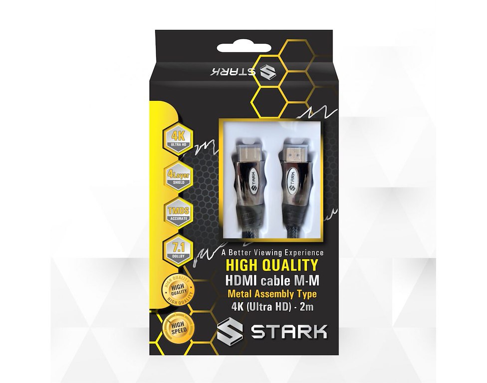 Kabl STARK HDMI M-M pozlacen 4K metalno kuciste 2m