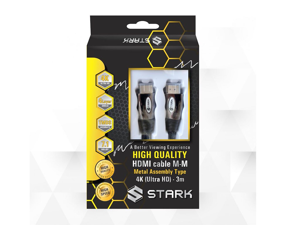 Kabl STARK HDMI M-M pozlacen 4K metalno kuciste 3m