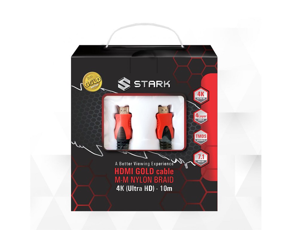 Kabl STARK HDMI M-M pozlacen 4K pleteni 10m