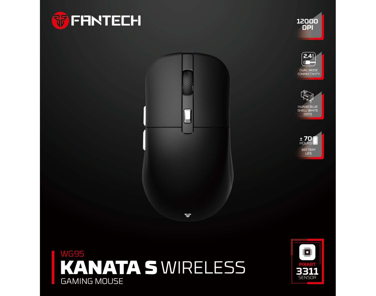 Mis Wireless Gaming Fantech WG9S Kanata S crni