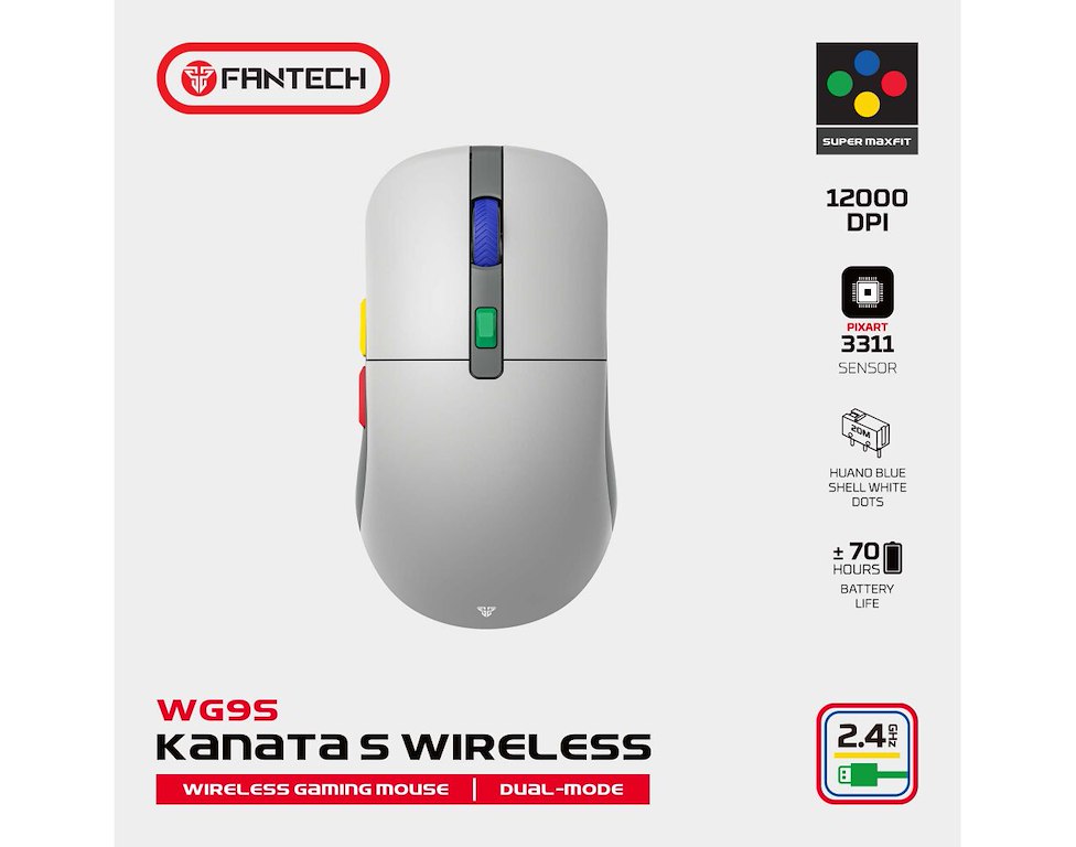 Mis Wireless Gaming Fantech WG9S Kanata S sivi