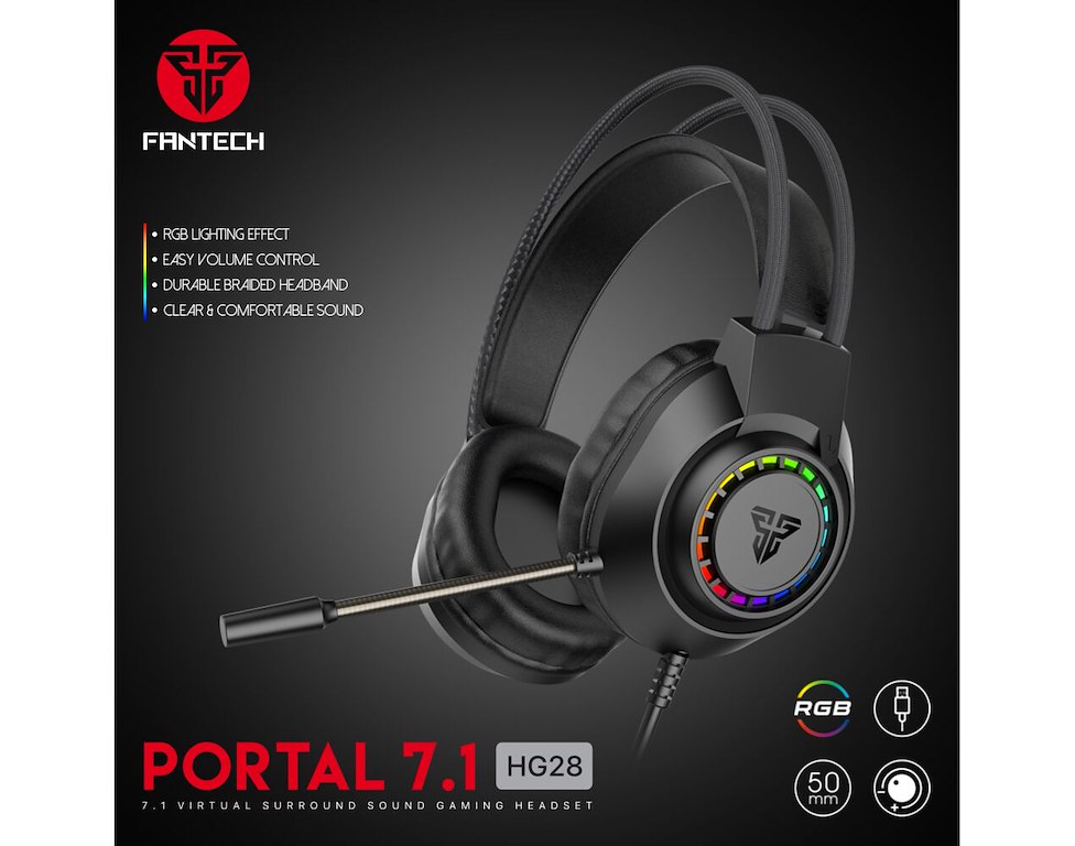 Slusalice Gaming Fantech HG28 Portal 7.1 crne