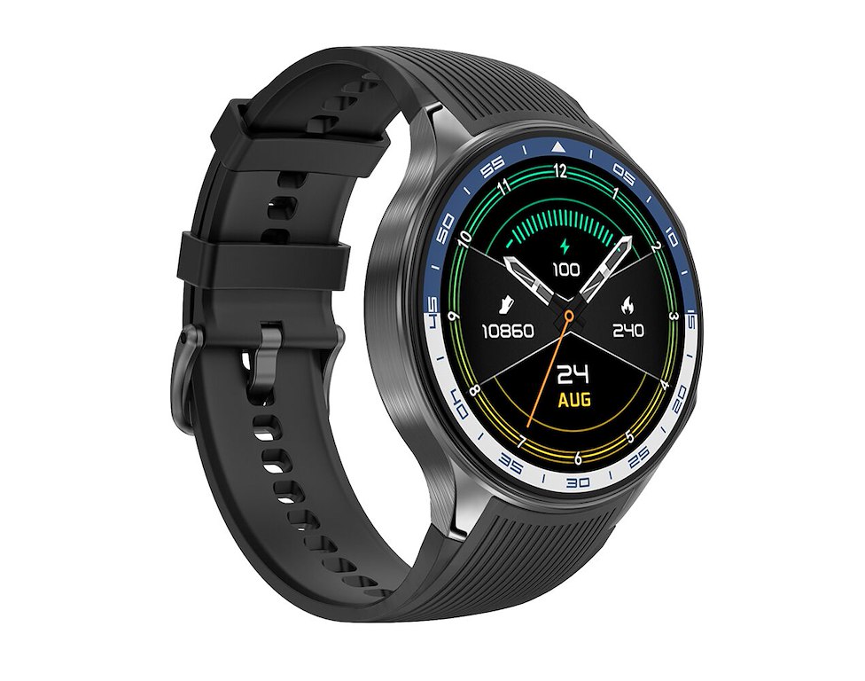 Smart watch DT Watch X crni (crna silikonska i braon kozna narukvica) (MS)