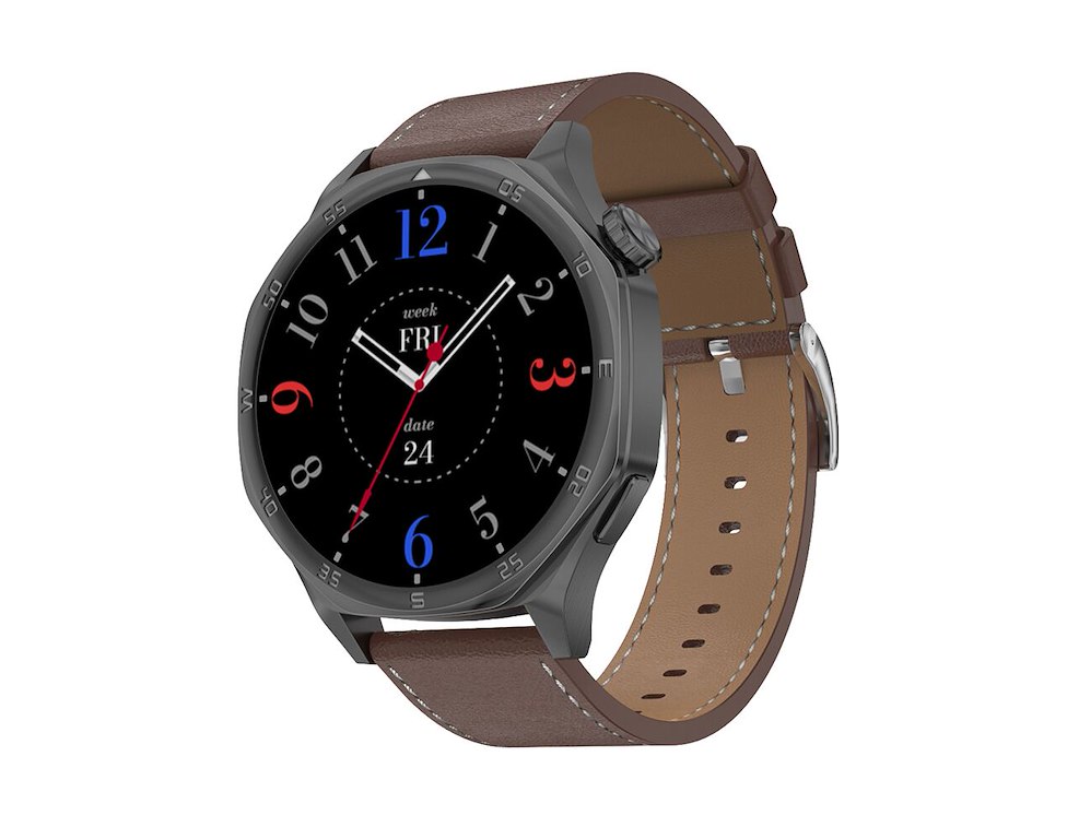 Smart Watch DT5 crni (crna silikonska i braon kozna narukvica) (MS)