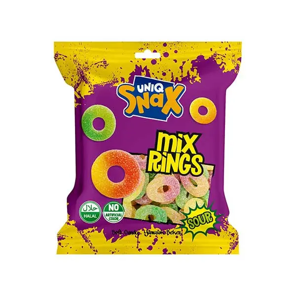 Uniq Snax Kisele gumene bombone sa voćnim ukusima Worms Mix Rings, 80g