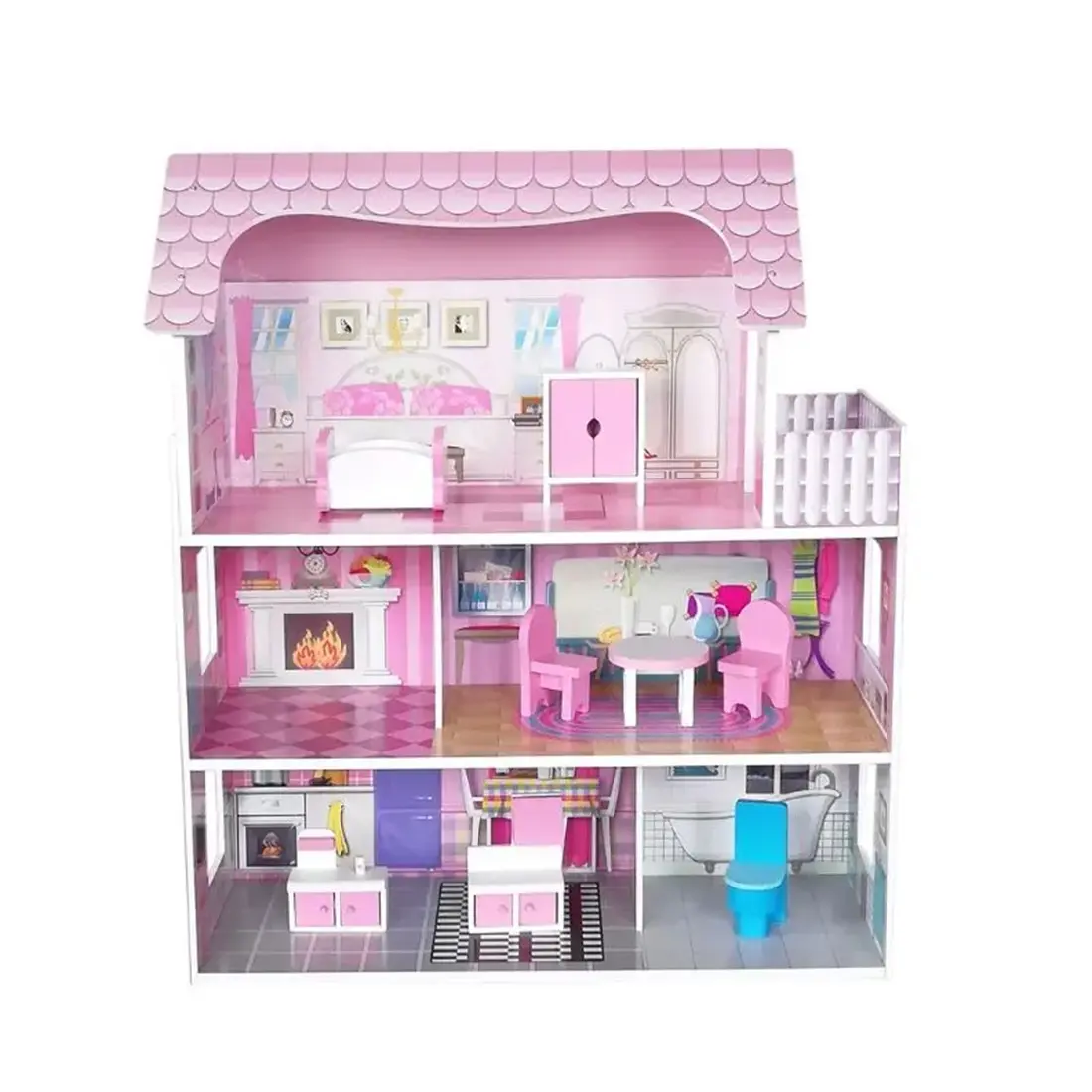 Milla Toys Kućica za lutke, Drvena, 62 x 27 x 70 cm, Roze