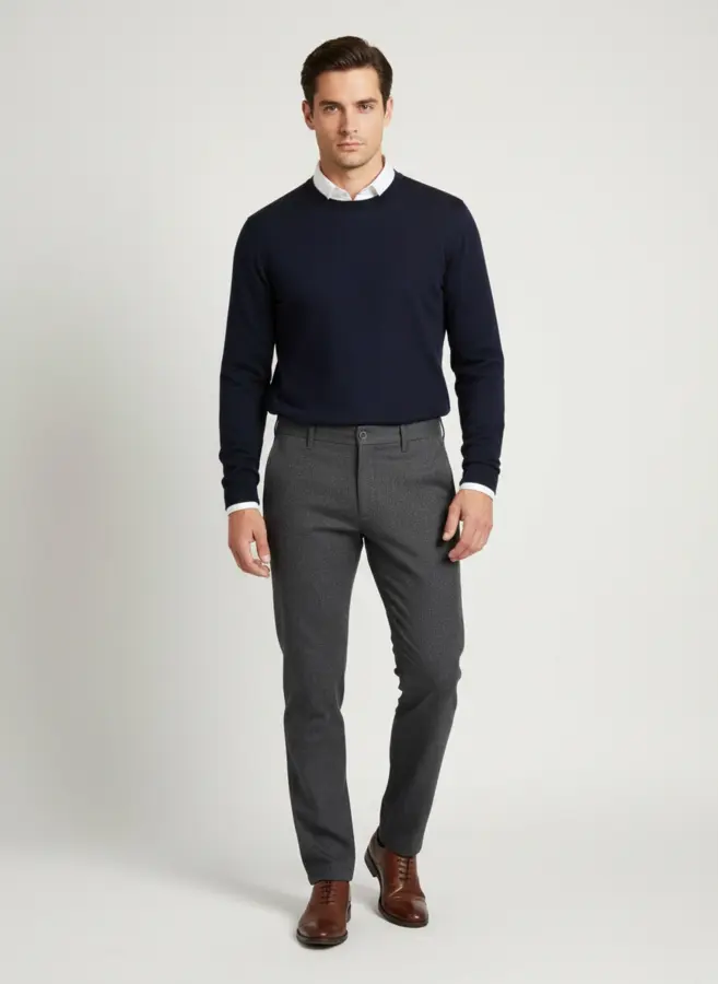 Elit Muške elegantne termo pantalone za zimu, Tamnosive