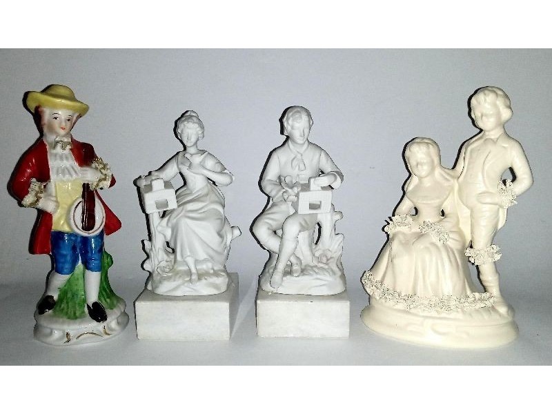 FIGURE 4kom - BISKVIT PORCELAN, POSTOLJE MERMER, ZIG