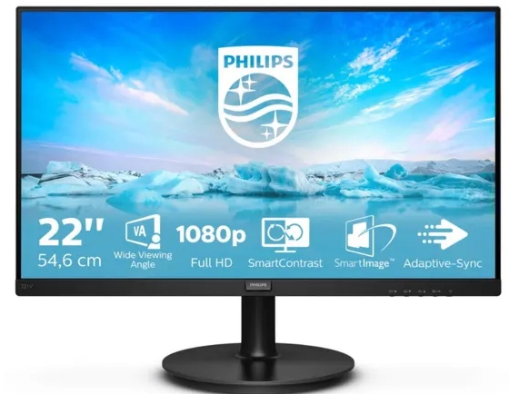 Monitor PHILIPS 221V8/00 21.5"/VA/1920x1080/75Hz/4ms GtG/VGA,HDMI/VESA/crna